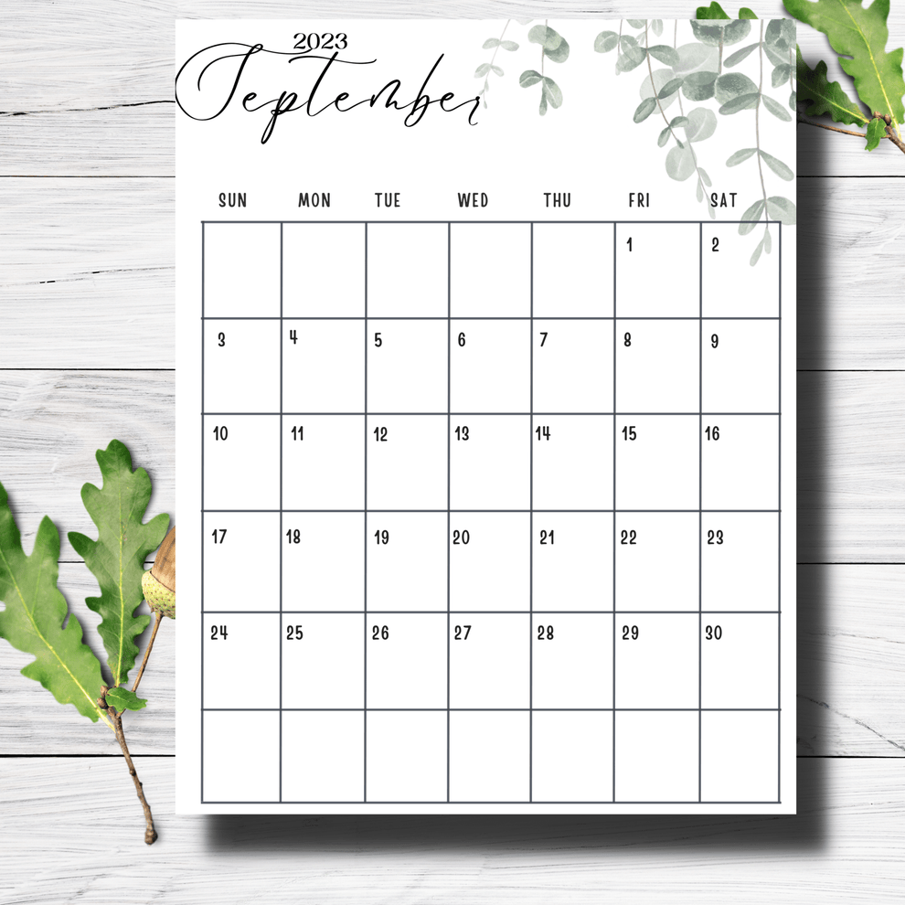Get Organized: Free Cute A4 8.5x11 in Sized 2023 September Monthly Cal ...