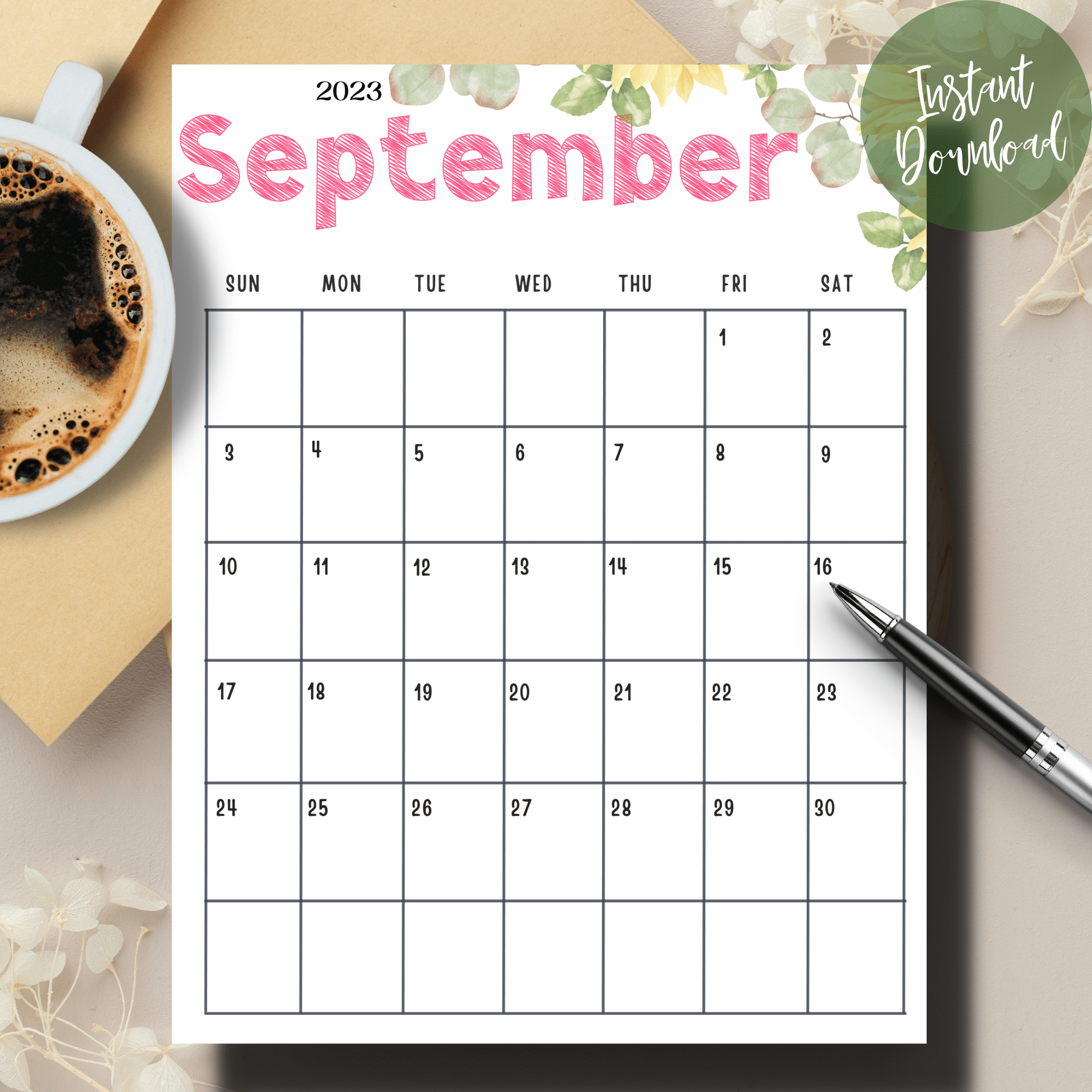 September 2023 Printable Calendar - Free Cute A4 8.5x11 in Size: Engag ...