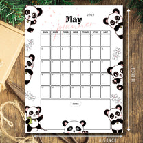 🐼🎀 2025 Cute Panda Calendar | Pink & Black Printable Monthly Planner ...