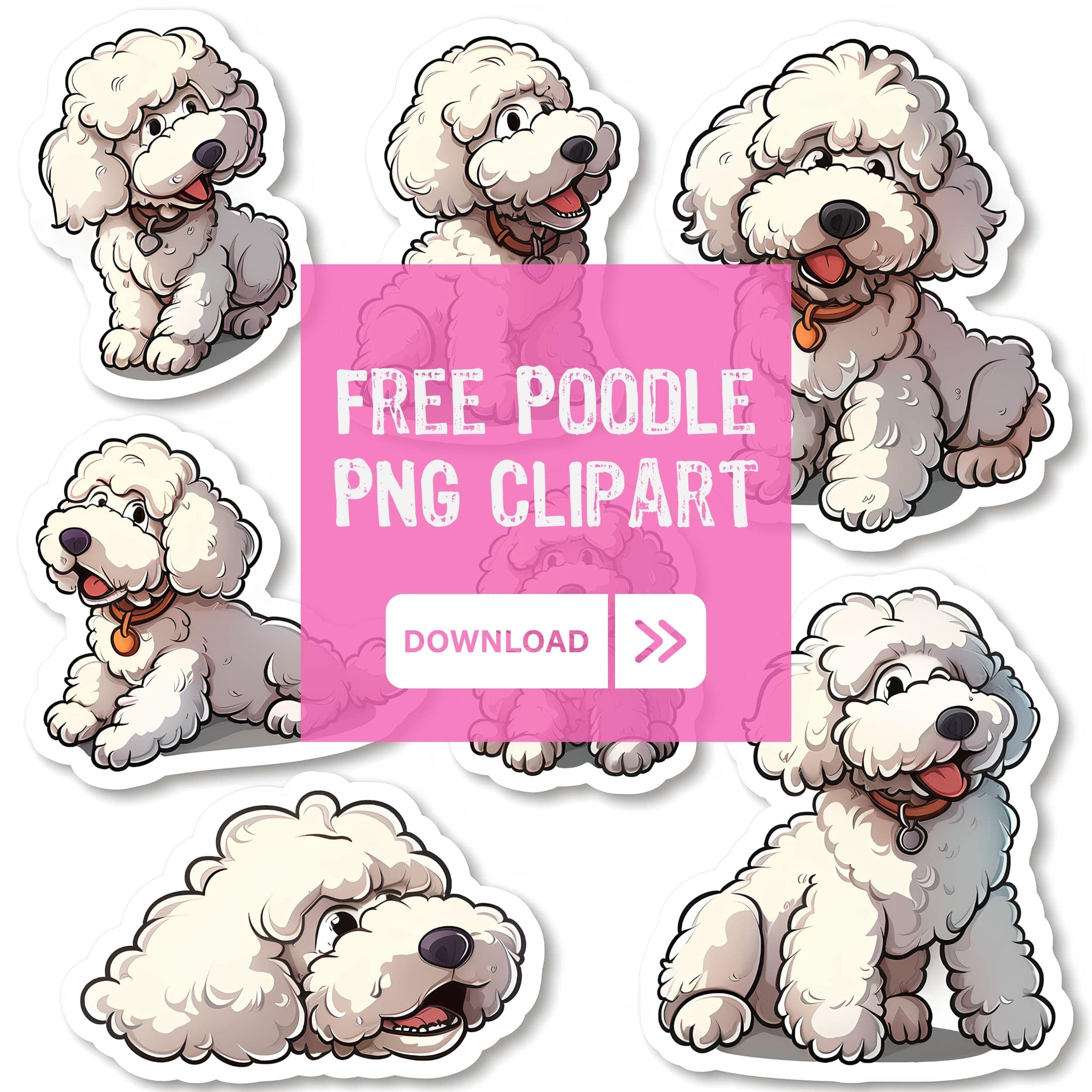 🐩 ️ Poodle Clipart Bundle | 10 Grey-White PNGs for Creative Projects 🎨 ...