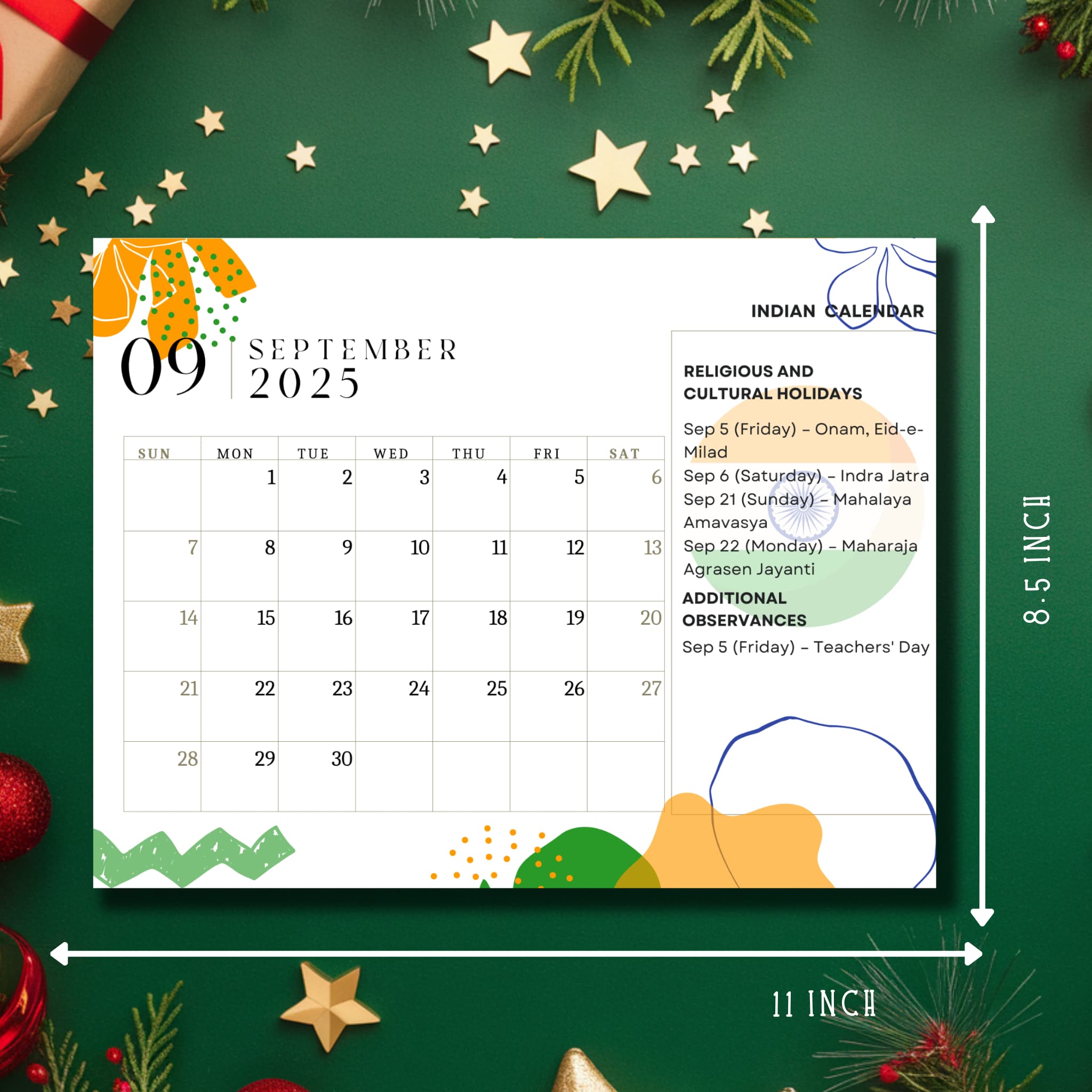 2025 Indian Printable Calendar 📅 | Free A4 PDF with Holidays ...