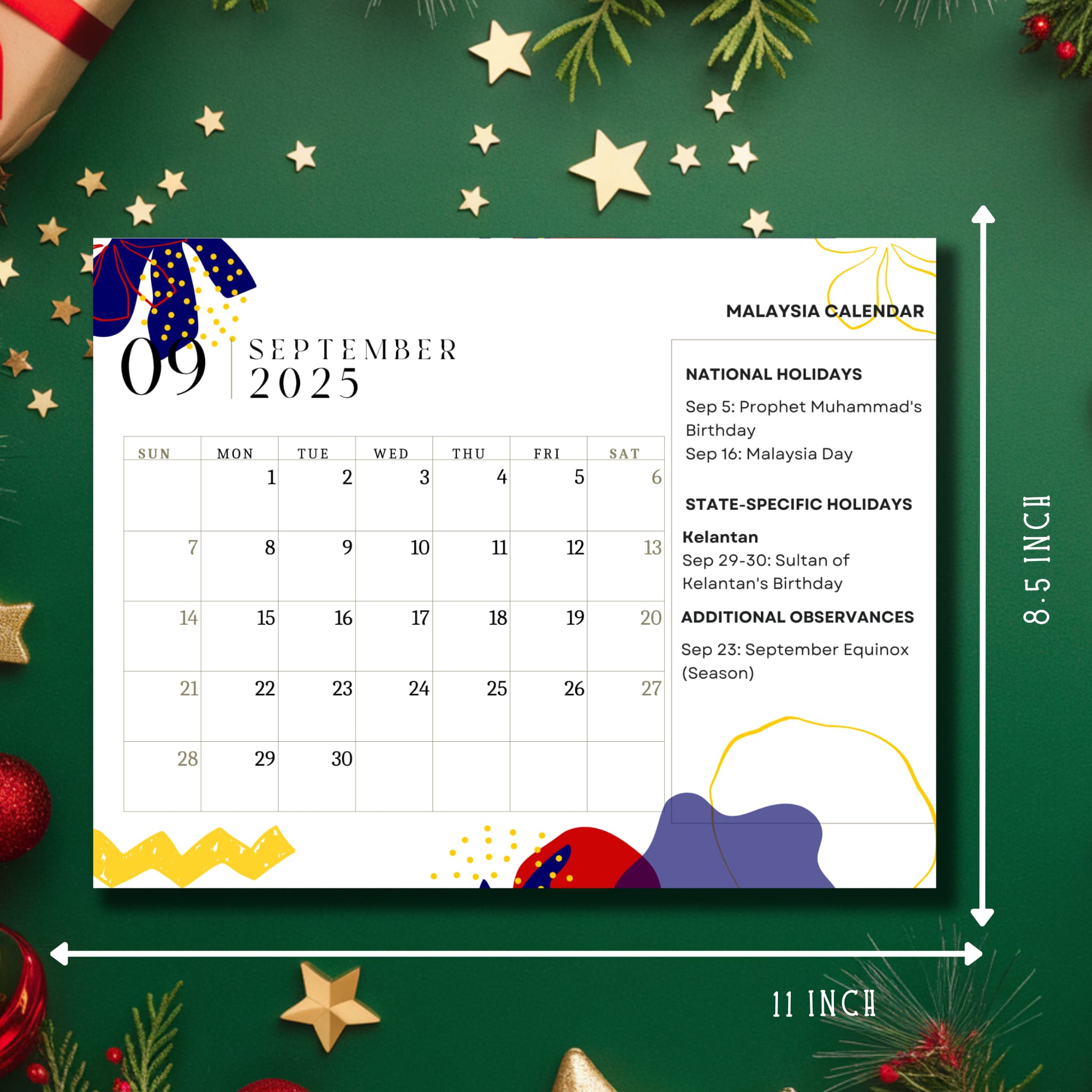 2025 Malaysia Calendar Printable with Holidays | Free Monthly Planner ...