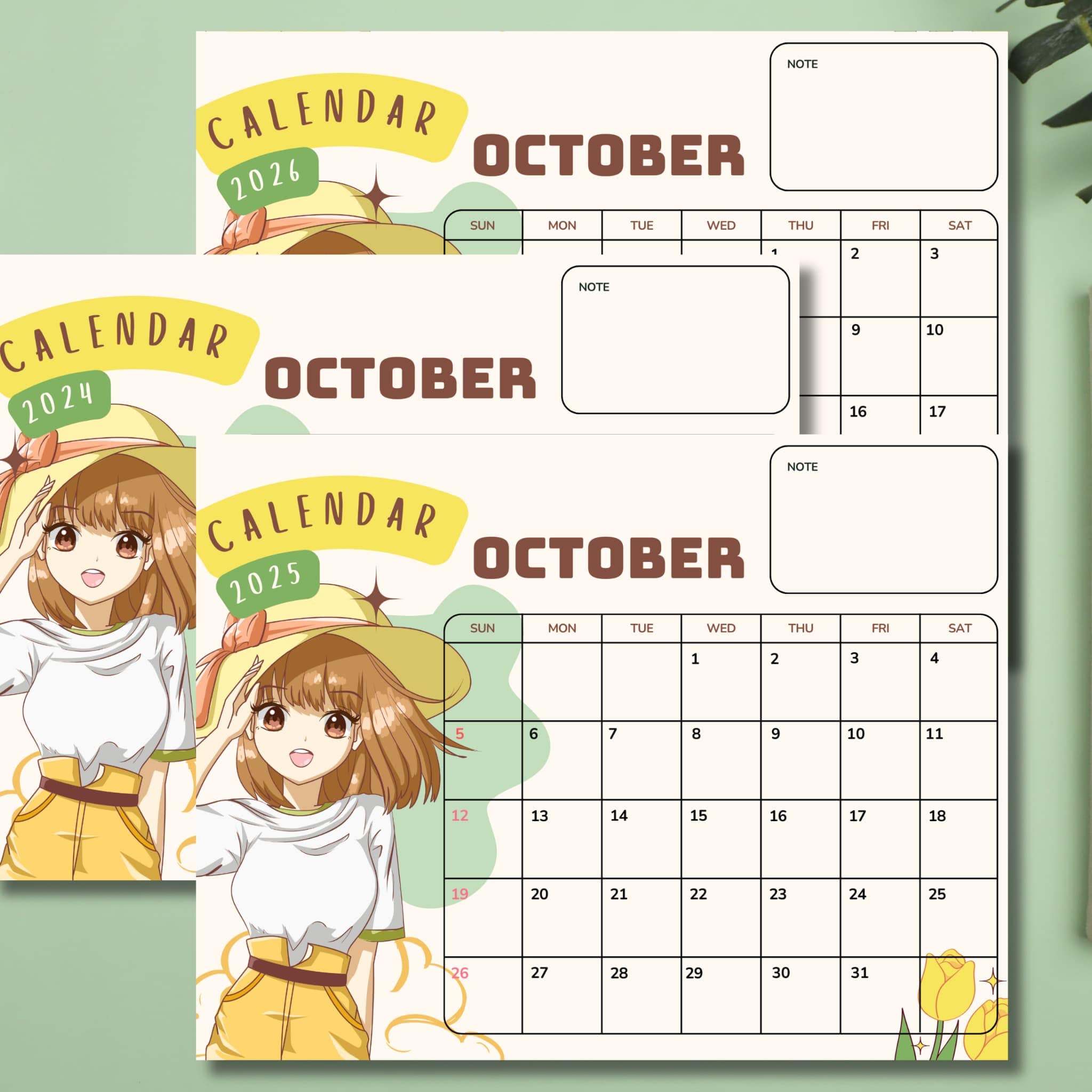 🗓️ Free Anime Calendar 2024-2026 | Cute Printable Monthly Planner ...