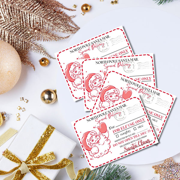 Free Printable Pink Santa Mail Gift Tags 🎅📮 | Custom North Pole Labels ...