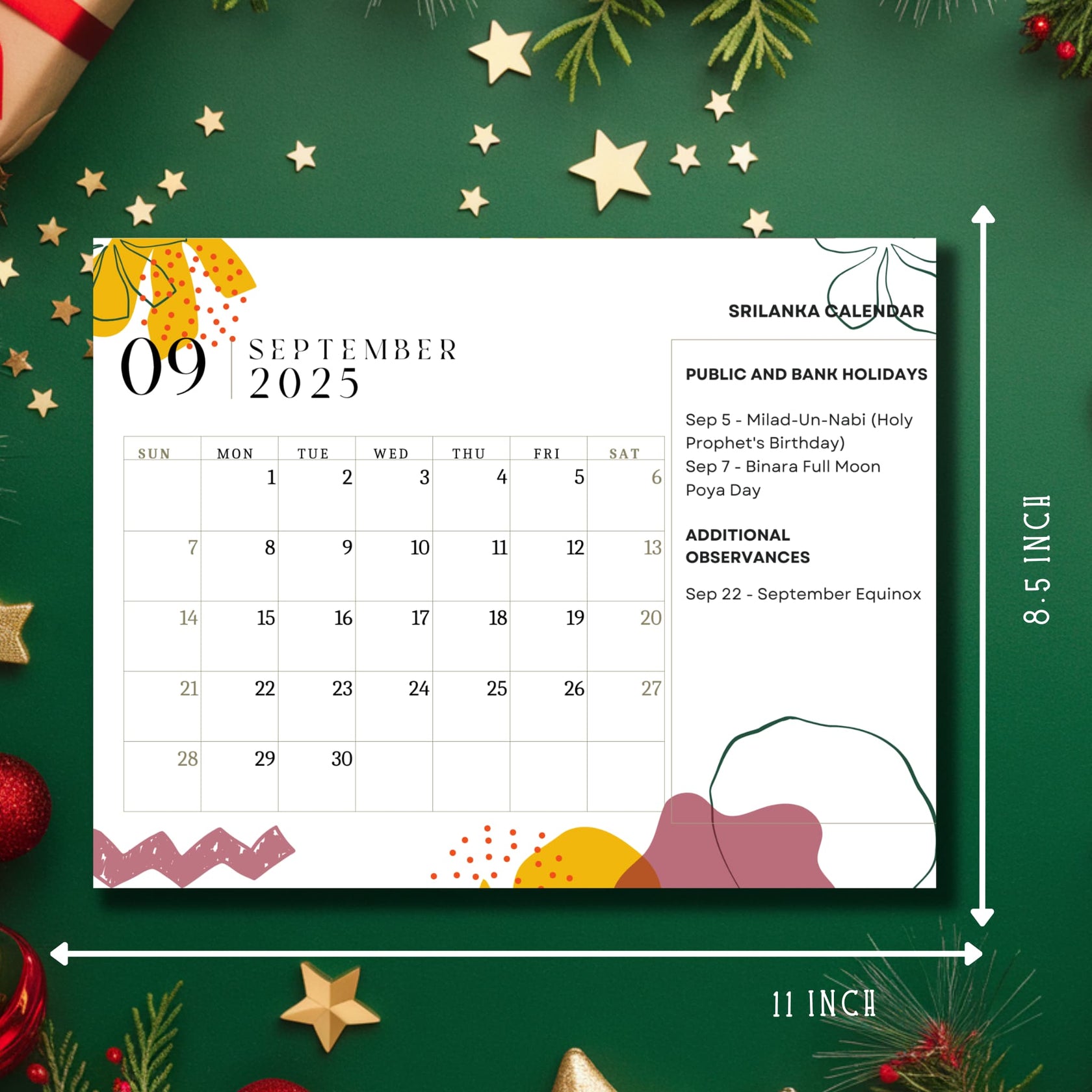 📅 2025 Sri Lanka Printable Calendar with Holidays | Free A4 Planner PDF ...